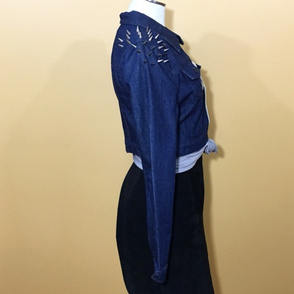 Special A Jeans | Jackets & Coats | Nwt Denim Studded Spiked Shoulder ...